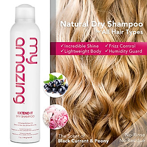 My Amazing Extend It Dry Shampoo for Women and Men to Refresh Hair, 7 oz. - Professional, Natural Dry Shampoos to Add Volume and Shine with Black Currant and Peony Fragrance - Premium No-Rinse Shampoo