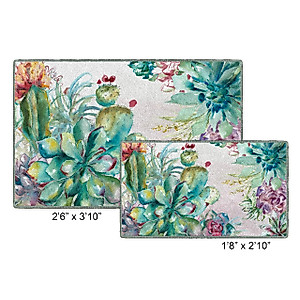 Brumlow Mills Succulent Floral Garden Area Rug for Dining Room or Kitchen Mat, Bedroom Doorway and Entryway Rug, 1'8" x 2'10", Green