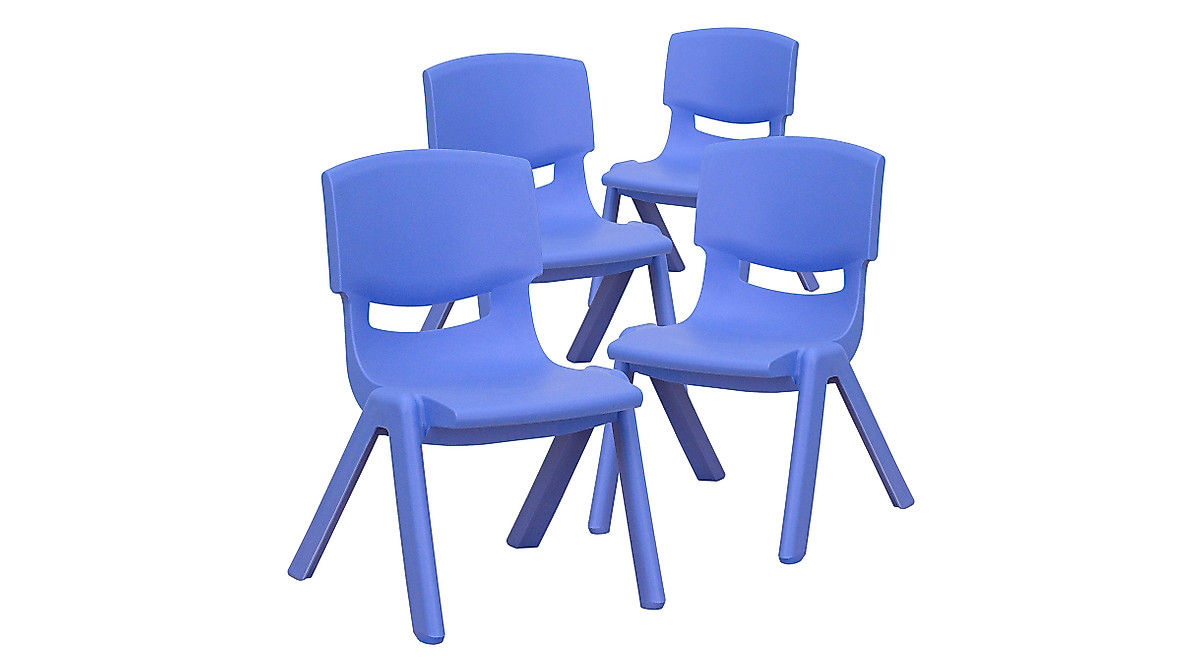 EMMA + OLIVER Stackable Blue School Chair - 4 Pack