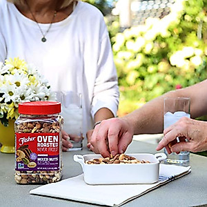 Fisher Snack Oven Roasted Never Fried Mixed Nuts with Peanuts, 24 Ounces, Peanuts, Almonds, Cashews, Pistachios, Pecans, Made With Sea Salt, Non-GMO, No Oils, Artificial Ingredients or Preservatives