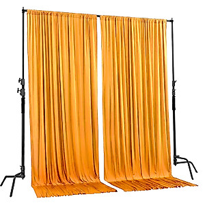 AK TRADING CO. 10 feet x 8 feet IFR Polyester Backdrop Drapes Curtains Panels with Rod Pockets - Wedding Ceremony Party Home Window Decorations - Marigold