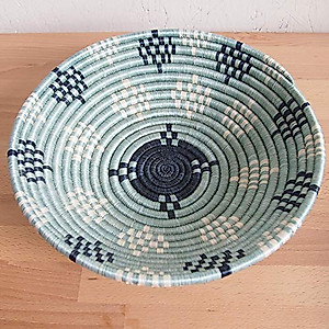 African Basket- Kayumba/Rwanda Basket/Woven Bowl/Sisal & Sweetgrass Basket/Blues, White
