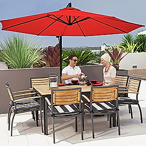 Nuu Garden 10ft Offset Patio Umbrella Outdoor Market Cantilever Umbrella, Easy Tilt Adjustment UV Protection 8 Ribs Sunbrella for Backyard, Poolside, Lawn and Garden, Red