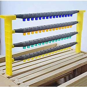 JZBZ Beekeeping Queen Cell Cup Holder Frame Bar and Mounted Queen Cell Cups (2 pcs Sides and 4 pcs Cell Cup Holder Bars Plus 65 pcs Cell Cups)