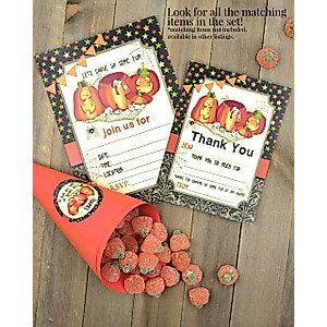 Pumpkin Carving Halloween Birthday Party Invitations, 20 5x7 Fill In Cards with Twenty White Envelopes by AmandaCreation