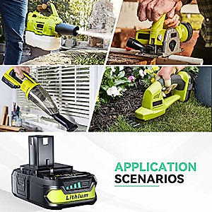 VINIDA 2Packs 3.0Ah P190 18Volt Lithium Replacement Battery for Ryobi 18V Battery P102 P103 P104 P105 P107 P108 P109 P106 Compatible with Ryobi 18V ONE Plus Cordless Tools