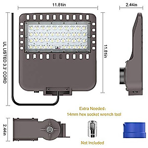 OAYATACO 150W Led Parking Lot Light- 21000LM(140lm/w), ETL Certified IP66 Commercial LED Area Lighting, 5000k Pole Light with Dusk to Dawn Photocell- Slip Fitter, LED shoebox Light, Brown
