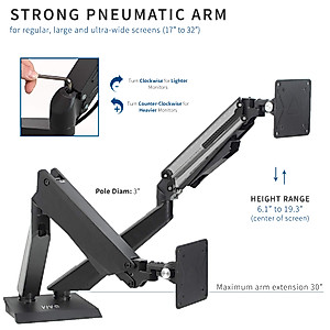 VIVO Premium Dual 17 to 32 inch Gaming Pneumatic Monitor Arms Clamp-on Desk Mount Stand with Blue LED Lights, Max VESA 100x100, Black STAND-GM2BB