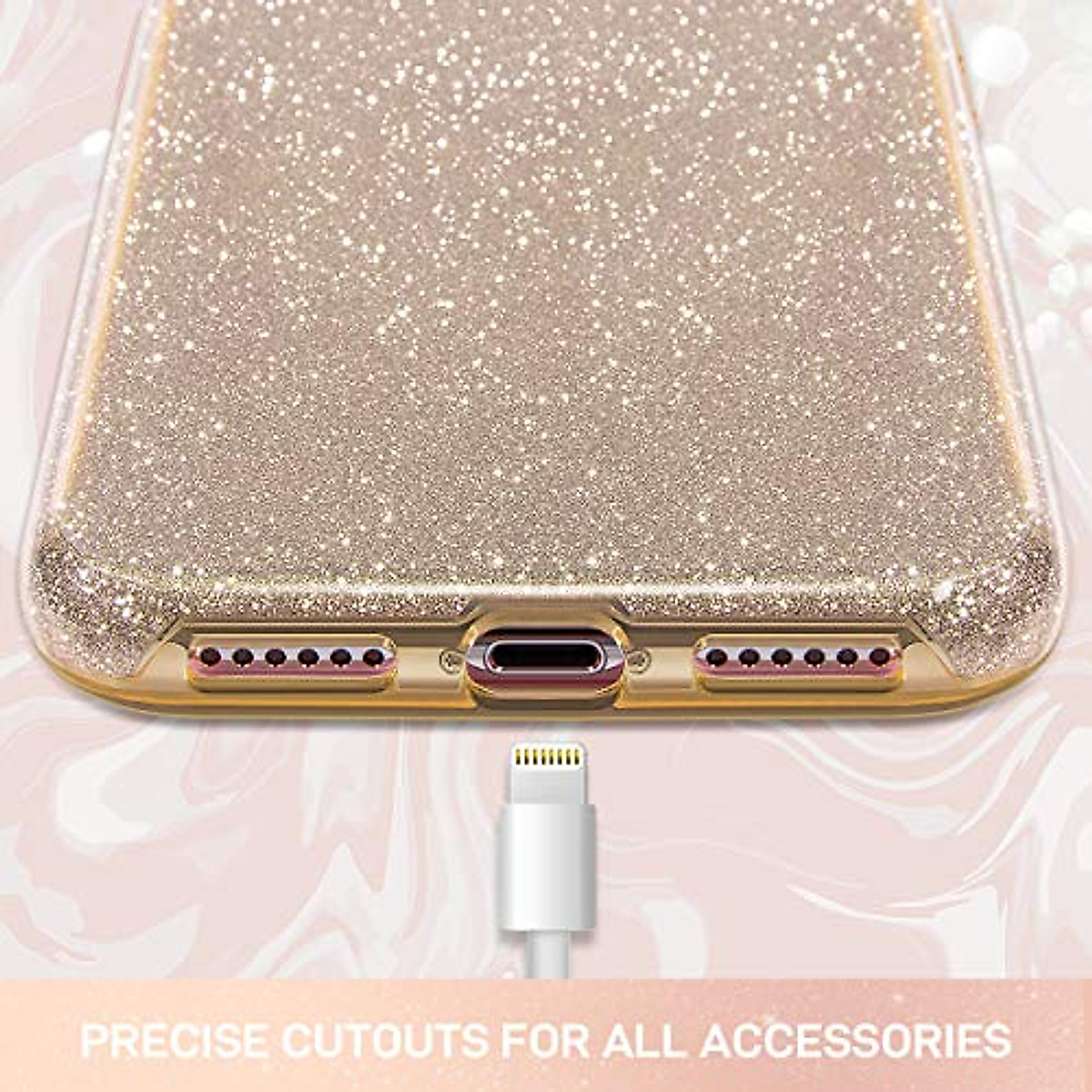 MILPROX Glitter case Compatible with iPhone SE 2022, iPhone 8 iPhone 7 4.7", Shiny Sparkle Bling, 3 Layer Hybrid Protective Soft Phone Case for iPhone SE 2022 3rd gen & iPhone 7/8- Gold