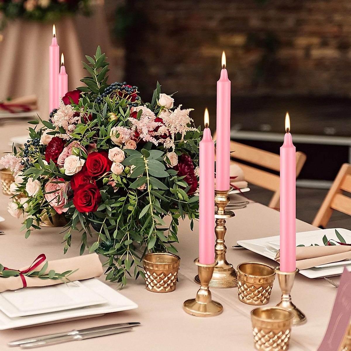 20 Pcs Pink Taper Spell/Chime Taper Candle,4 Inch Dinner Candle Sticks for Birthdays, Parties, Wicca Wiccan Supplies and Christmas