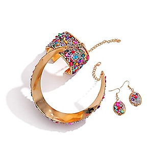 K-toobeely 3pcs Colorful Stone Rhinestone Collar Gold Metal Necklace Sets For Women Bib Choker Collars Necklaces Jewelry Accessories