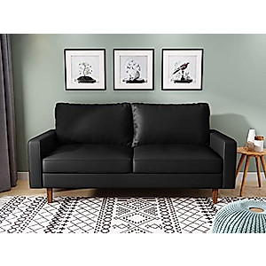 Meeyar Couches for Living Room,70''Width Comfy Sofa 3 Seater Sofa for Living Room 3 Seater Comfy Couch Room Couch for Bedroom Sofa for Office,Black