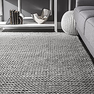 nuLOOM Penelope Braided Wool Area Rug, 4x6, Light Grey
