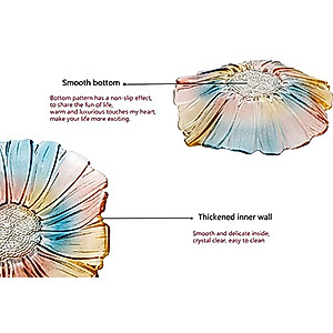 YITONGDA Tabletop Crystal Glass Fruit Plates Bowlfor Dessert Plate Cake Plate Glass Colorful Candy Snack Bowl,Art Glass Bowl Flower-shaped Design ，11 inch Diameter (Muti-color)