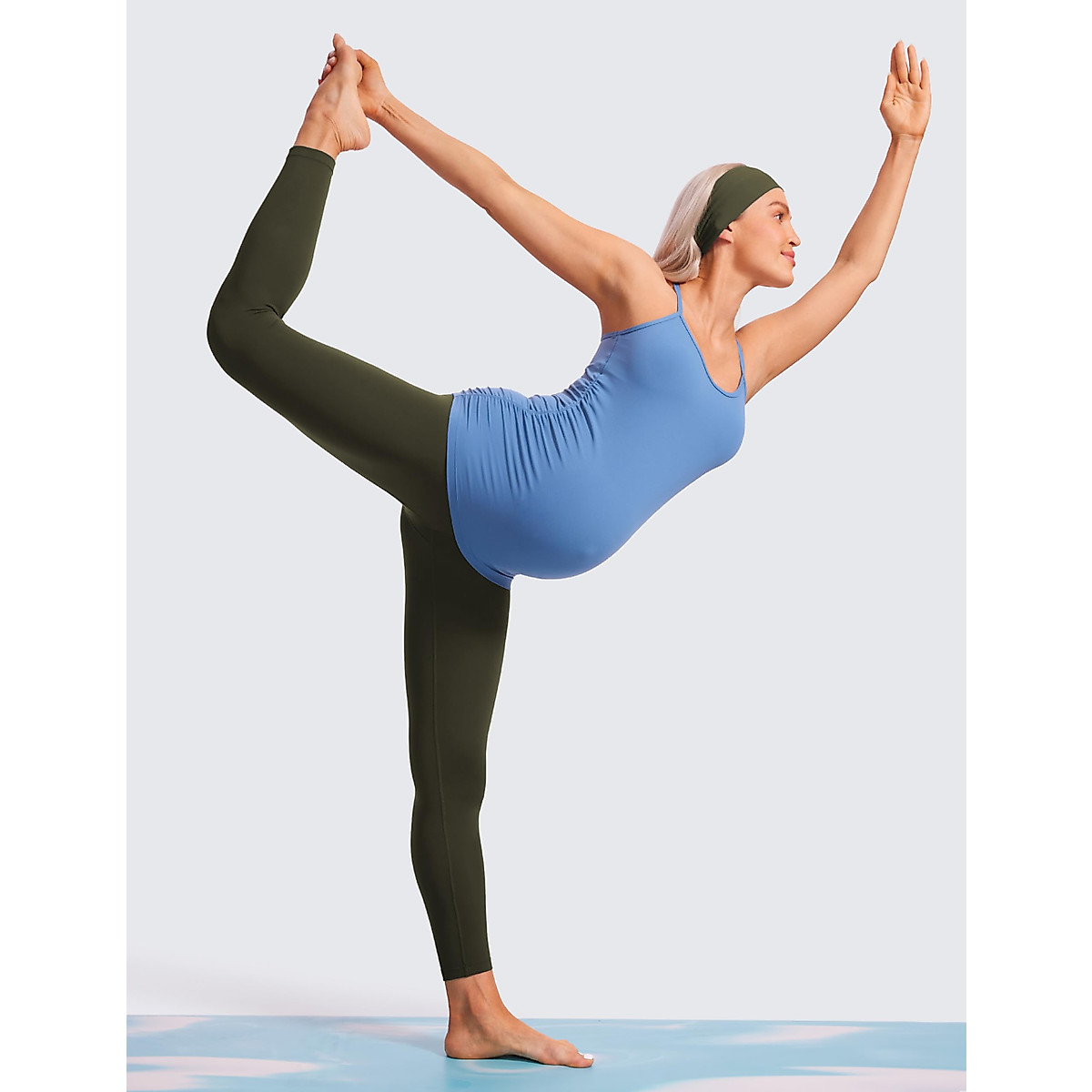 CRZ YOGA Womens Butterluxe Maternity Leggings over The Belly 25" - Buttery Soft Workout Activewear Yoga Pregnancy Pants Olive Green Small