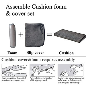 MICUSHION 16.5x16.5 Inch Chair Pads for Dining Chairs Set of 2 with Ties Non Slip Washable Seat Cushion with Zipper Indoor Chair Cushions for Kitchen, Grey