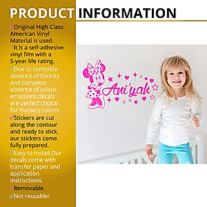 Name Wall Decal Minnie Vinyl Decals Sticker Custom Decals Personalized Baby Girl Name Decor Bedroom Nursery Baby Room Decor ZX58