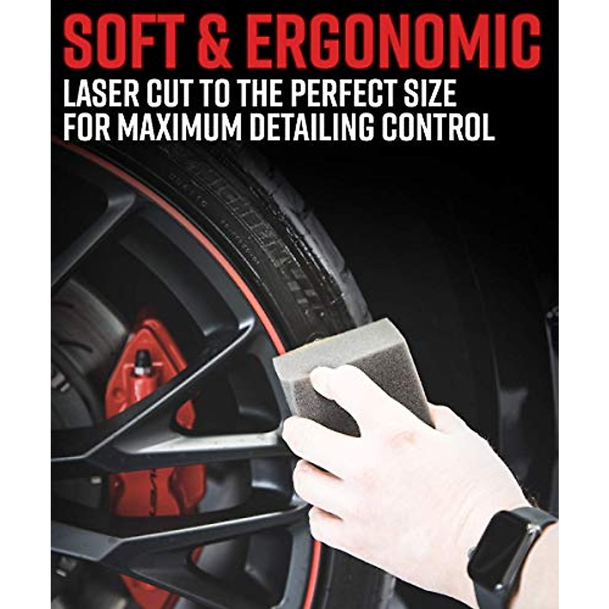 Adam's Block Applicator (6 Pack) – Trim Dressing & Tire Shine Applicator Pad for Car Detailing | Reusable & Customizable Durafoam | for Use After Car Wash Wheel Cleaner