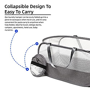 COMLIFE Strong Mesh Horizontal Pop Up Laundry Hamper, Extra Large Opening Laundry Basket, Easy to Put Clothes in. Use Waterproof and Dustproof Cloth at The Bottom