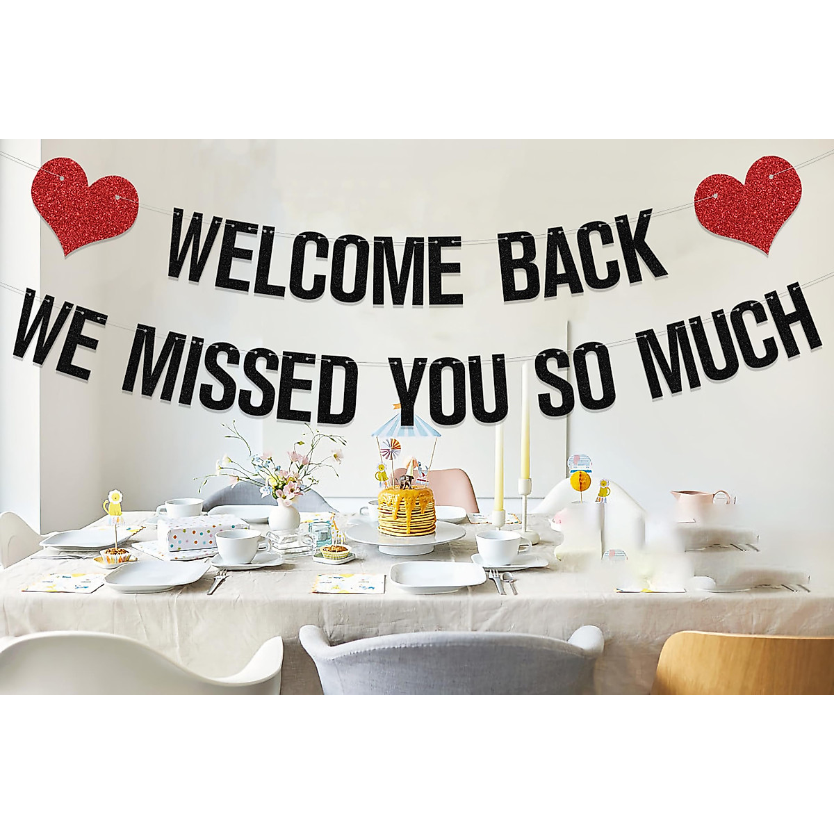 Welcome Back We Missed You So Much Banner, Welcome Back Family Party Decor, Welcome Home We Will Miss You Banner Decorations, Missed You So Much Banner Party Supplies Black Red