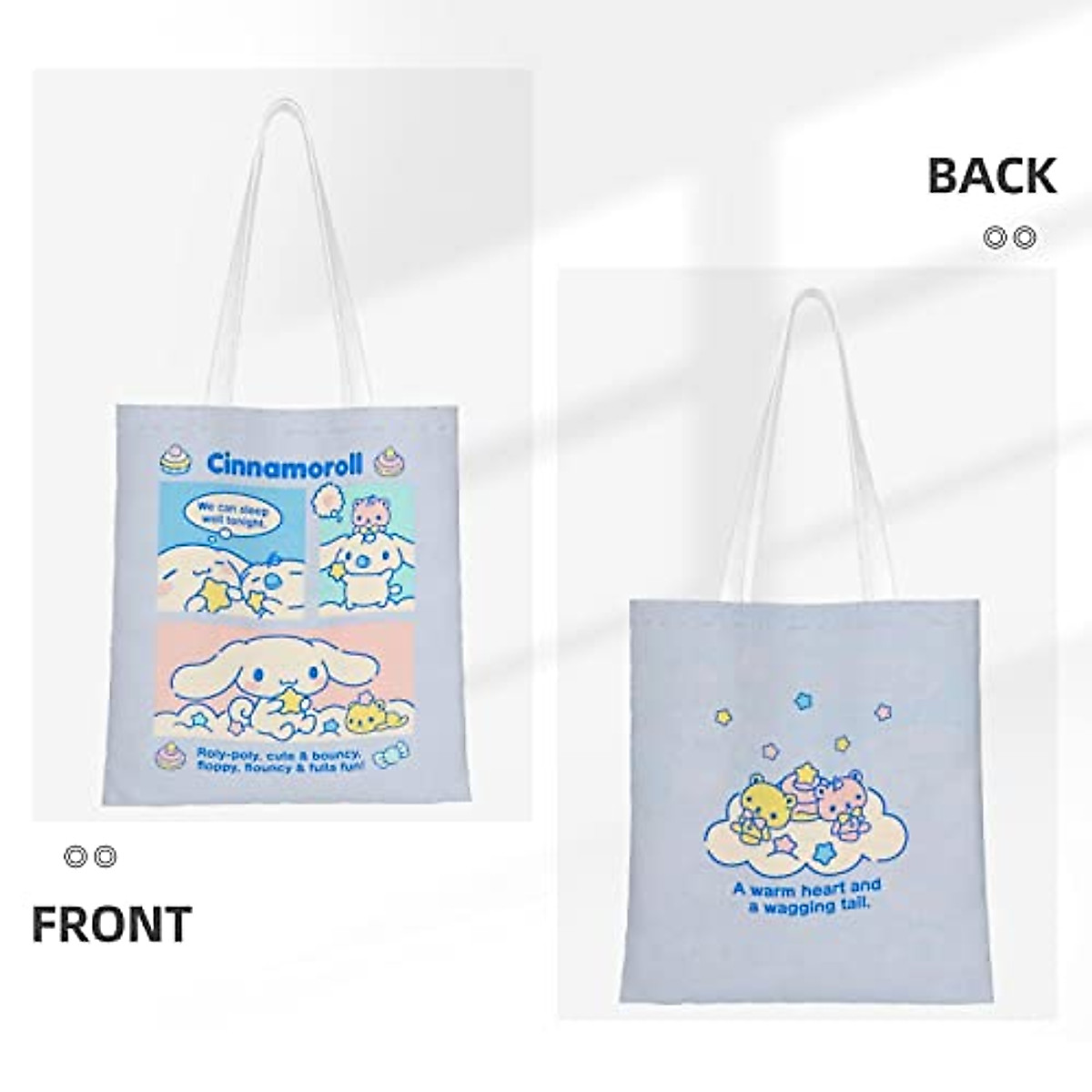 TAWVNUH Anime Tote Bag for Women and Girls Cute Aesthetics Cosmetic Bag Reusable Canvas Makeup Bag Shopping Bag Gym Bag Grocery Bag