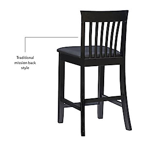 Linon Torino Collection Craftsman Counter Stool, 17.25"W x 19.5"D x 37"H, Black