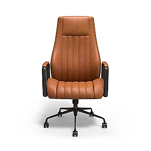 Union & Scale Industria 3-50L Ergonomic Bonded Leather Swivel Manager Chair, Brown (HLC-3932)