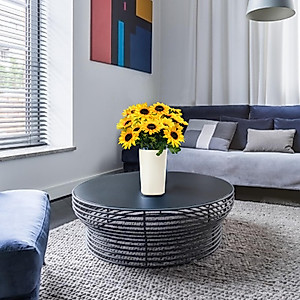 TURNMEON 28Pcs Sunflowers Artificial Flowers Bulk Summer Decor, 4 Pack Fake Flowers Silk Faux Sunflower Bouquet Arrangement for Vase Wedding Table Home Porch Indoor Outdoor Cemetery Decorations