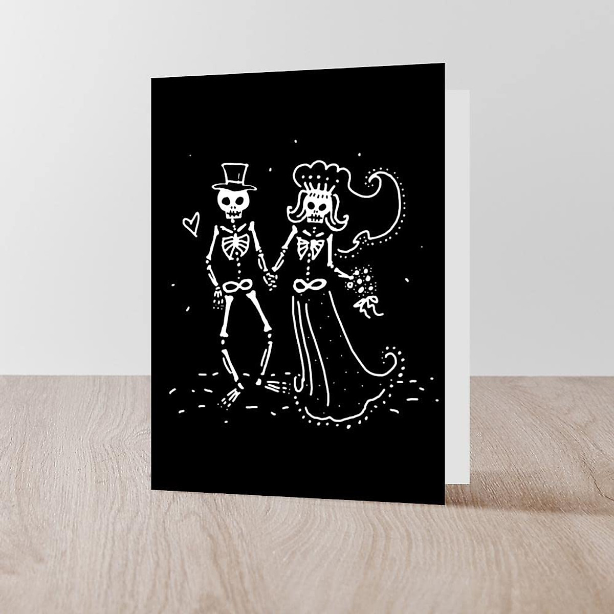 CafePress Skeleton Bride And Groom Folded Greeting Card Glossy
