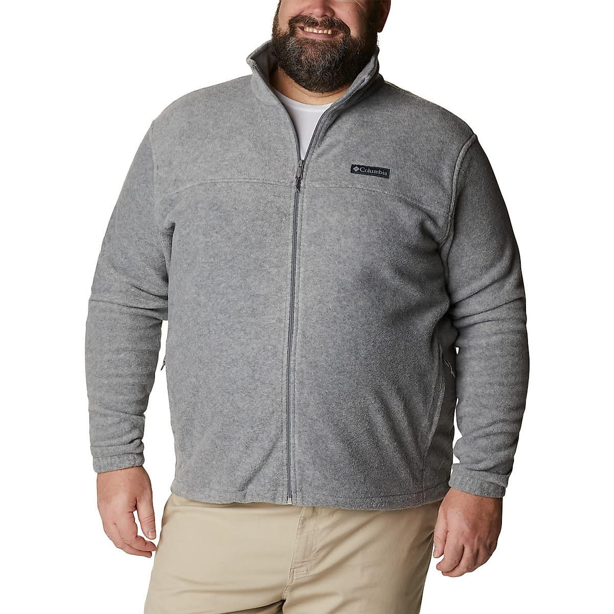 Columbia Men's Steens Mountain 2.0 Full Zip Fleece Jacket, Light Grey Heather, Medium