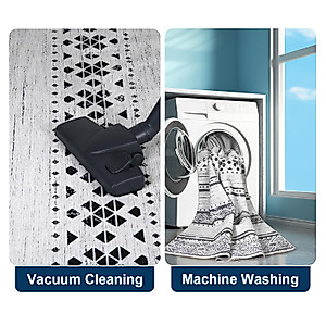 BESTSWEETIE 8x10 Area Rugs for Living Room Washable Moroccan Farmhouse Neutral Geometric Low Pile Non-Slip Soft Print Pattern Rug for Bedroom Kitchen Dining Room Entryway Grey/Black/Navy