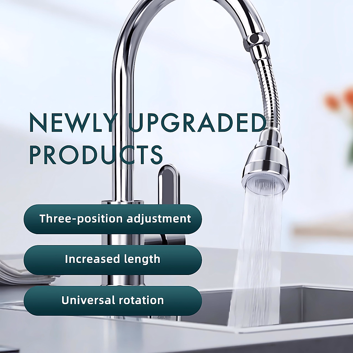 MANMOON Swivel Faucet Aerator with 3 Spray Modes & 360° Rotation, Water-Saving Sink Sprayer Attachment for Kitchen/Bathroom, Chrome-Plated Nozzle (Easy Install, Anti-Splash,Three-stage,Medium)