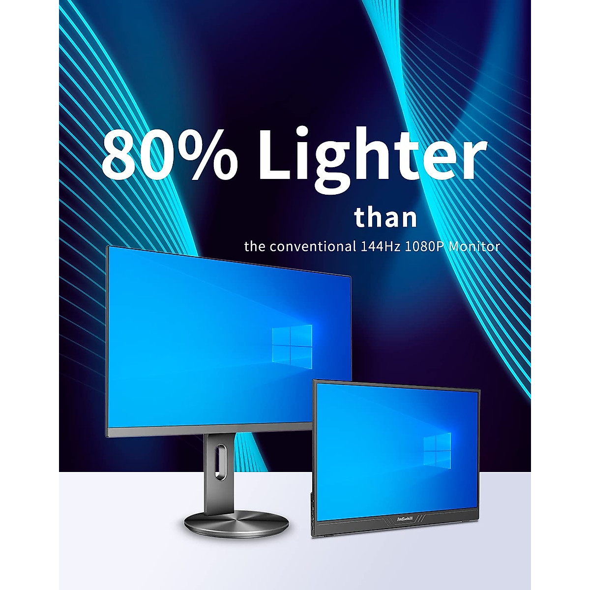 Intehill 144Hz Portable Monitor 1080P - 17.3 Inch Portable Gaming Monitor Freesync 144Hz USB-C HDMI for PC/PS5/Xbox, 144Hz Monitor with Wide Compatibility