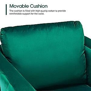 MCombo Living Room Accent Chairs, Velvet Club Chair, Single Sofa Chair with Upholstered Tufted Button, Silver Metal Legs, Modern Armchair for Bedroom 4066 (Green)