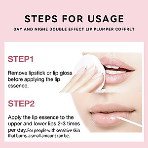 KISSIO Lip Plumper Set,Natural Lip Plumper,Lip Care, Lip Plumper Gloss,Lip Moisturizing Beautiful,Day Ues And Night Ues Set(2PCS)