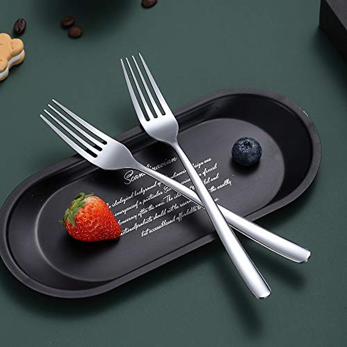 Dinner Forks 6 Piece, Stainless Steel Forks Silverware Set, Dessert Forks, Table Forks, Salad Forks for Home, Kitchen or Restaurant, Dishwasher Safe (Silver-8 Inch)