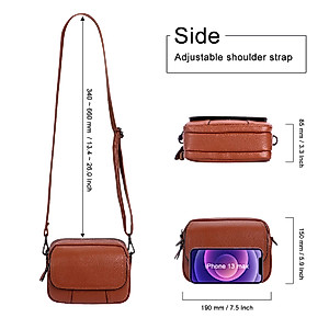Genuine Leather Purses for Women Trendy Crossbody Bags Small Clutch Purse Shoulder Stachel Handbag Camera Bag, Brown