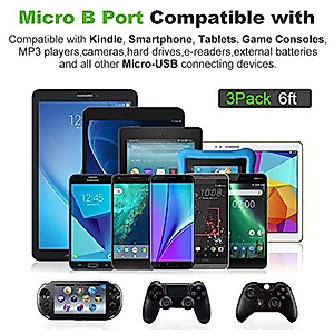 Micro USB Cable, 3Pack 6FT Android Charger Cord Long Nylon Braided Sync and Fast Charging Cables Compatible Samsung Galaxy S6 S7 Edge, Kindle, Android & Windows Smartphones, Xbox, PS4 and More-Blue