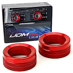 iJDMTOY 2pc Red Sports Aluminum AC Climate Control and Radio Volume Knob Ring Covers Compatible With Porsche 2014-up Macan, 2011-2018 Cayenne, 2010-2016 Panamera, 2012-2019 911