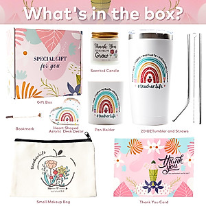 Cefanty Teacher Appreciation Gifts,Teacher Gifts for Women 20 OZ Teacher Tumbler Thank You Basket Box for Christmas Birthday Teachers Day