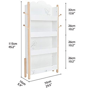 labebe - Baby Bookshelf, Wooden Kidcraft Bookcase White for Kids 1-5 Years, Children Book Rack/Toy Storage, 4 Layer Book Shelf for Toddler Girl & Boy(6" W*23.22L*47.24H)