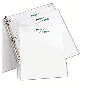 Avery Binder Pockets, Clear, 8.5" x 11", Acid-Free, Durable, 5 Pockets, 3 Packs (75296)