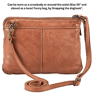 Wise Owl Accessories Small Crossbody Sling Bag Real Leather Purse for Women Crossover Trendy Shoulder Handbag (Cognac Washed Vintage)