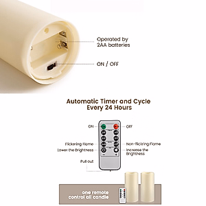 Large Outdoor Waterproof Flameless Candles with Remote Control,D3'' x H5.5'' Battery Operated Flickering LED Pillar Candle Plastic for Outdoor/Indoor Decoration Wedding, Party, Birthday (2PACK)