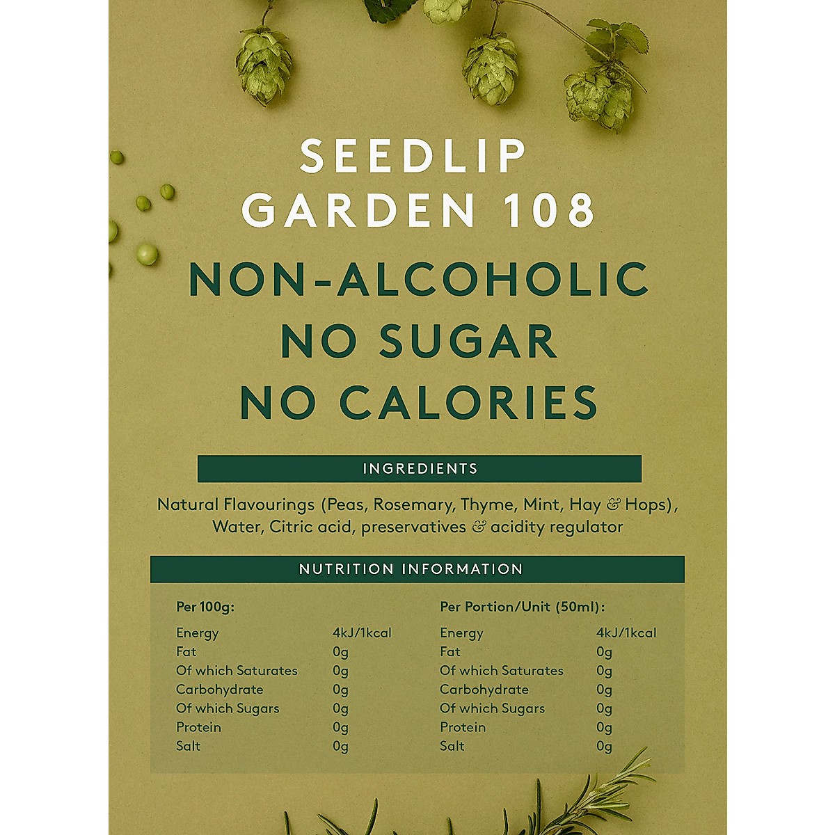 Seedlip Garden 108 - Non-alcoholic Spirit | Calorie Free, Sugar Free | Non-alcoholic Cocktails | 23.7fl oz (700ml)