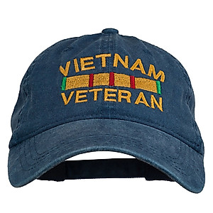 e4Hats.com Vietnam Veteran Embroidered Pigment Dyed Brass Buckle Cap - Navy OSFM
