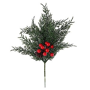 HYLYING 10 PCS Artificial Pine Branches Faux Cedar Sprigs with Pinecones Branch Fake Greenery Pine Picks for Christmas Holiday Winter Home Garden Decor, A1
