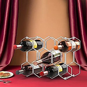 Buruis Countertop Wine Rack - 14 Bottle Wine Holder for Red White Wine Storage - Freestanding Metal Wine Rack - Small Tabletop Wine Rack - 3 Tier Modern Wine Bottle Holder (Silver)