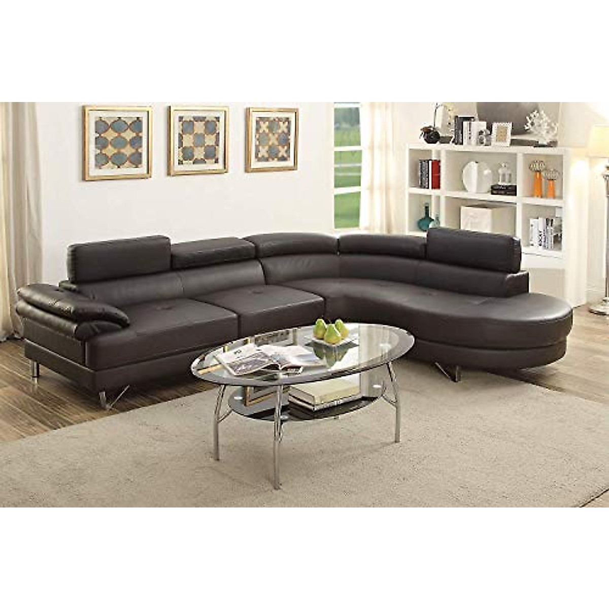 Poundex F6984 Bobkona Isidro Faux Leather sectional