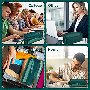 Moyad Grid Mesh Pencil Pen Case Large Capacity Pencil Pouch Stationery Organizer Pen Bag Clear Translucent Pencil Cases for Office, Work, Travel, Adults - Green